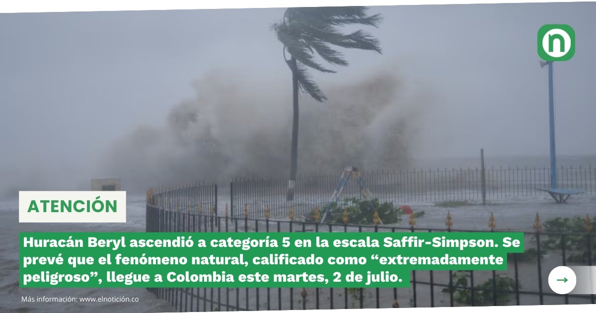 Huracán Beryl ascendió a categoría 5 en la escala Saffir-Simpson. Se ...